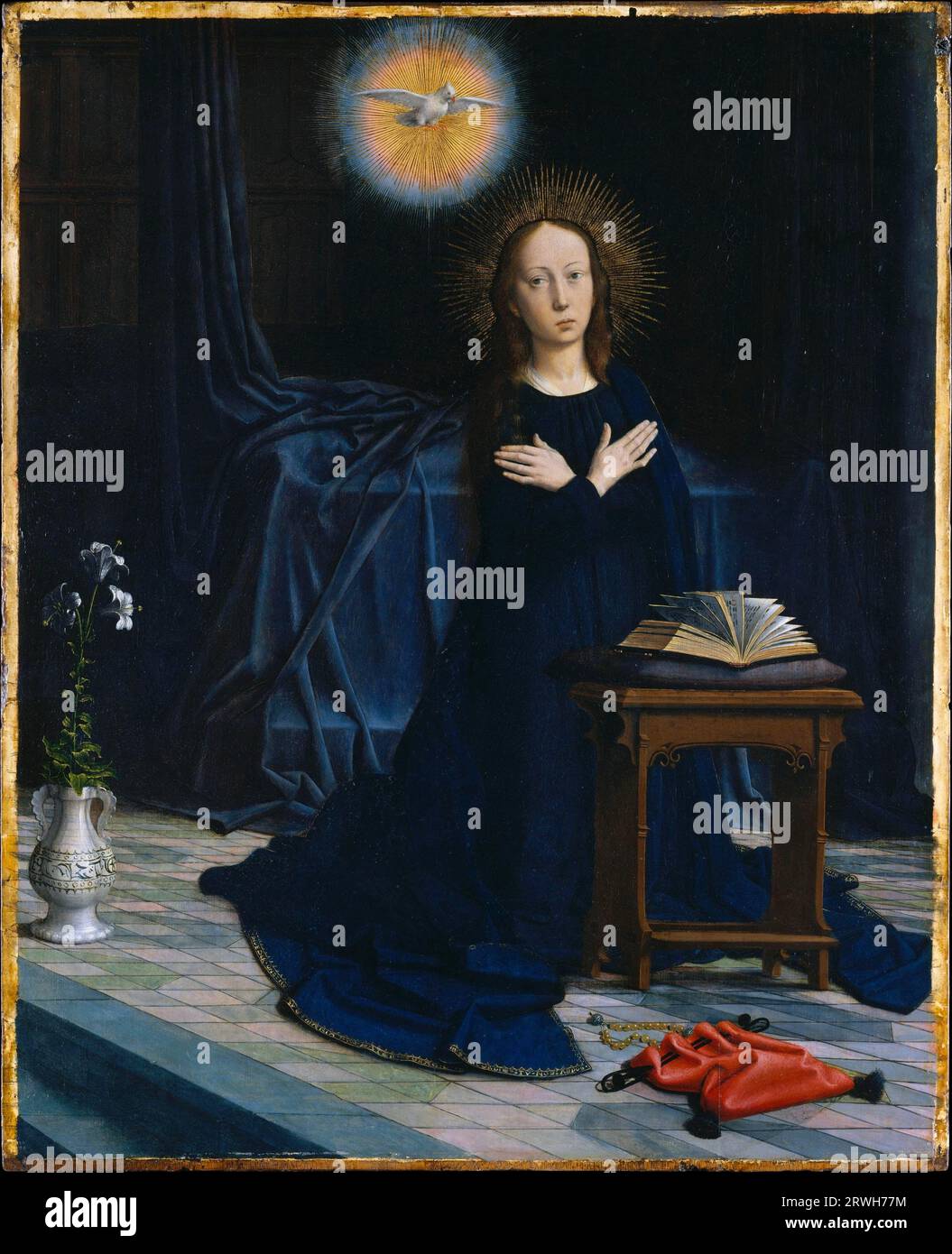 The Annunciation, oil painting on wood by Dutch artist Gerard David, Ca ...