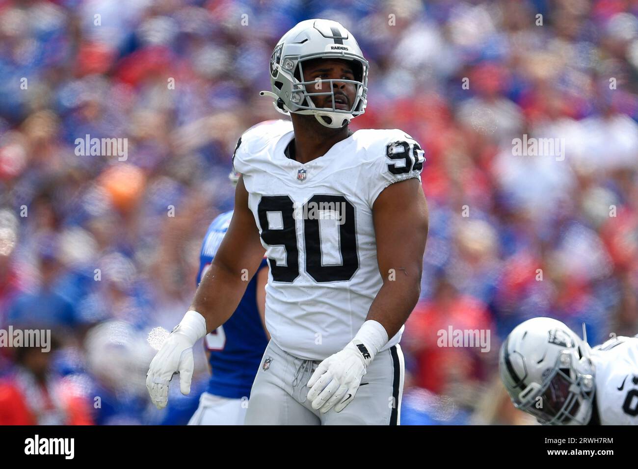 Las Vegas Raiders defensive tackle Jerry Tillery (90) on the field ...
