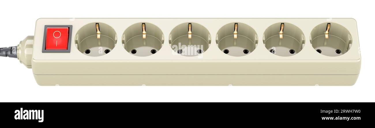 Surge protector or spike suppressor. A power bar with built-in surge ...
