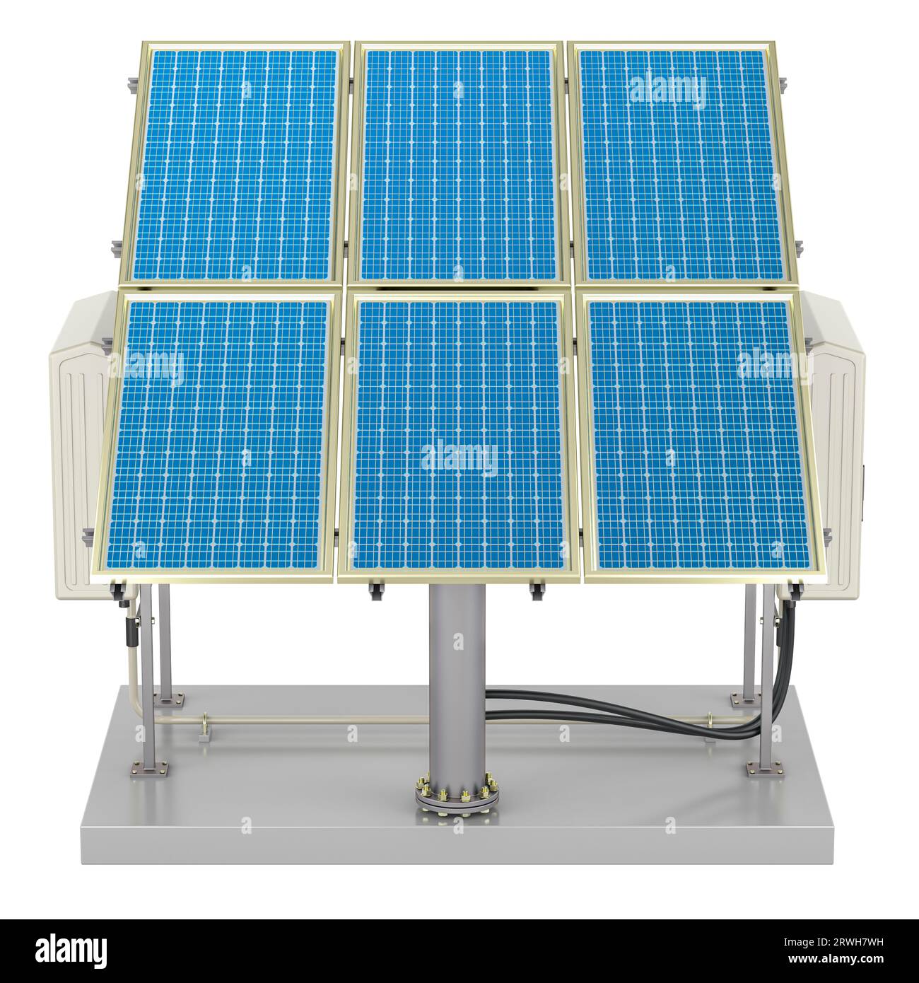 Solar Panels, front view. 3D rendering isolated on white background ...
