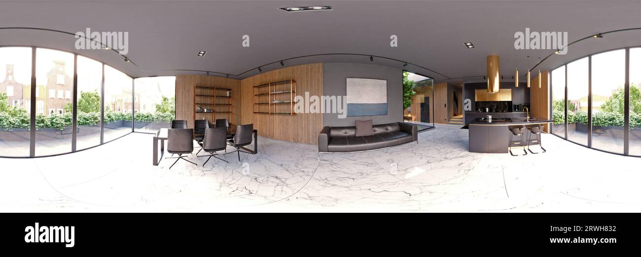 360 panorama of the living interior Stock Photo - Alamy
