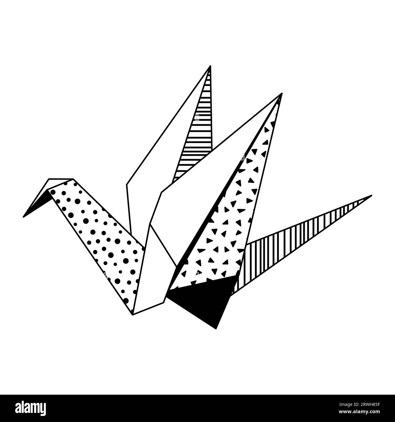 Illustration of origami crane. Paper symbolic decorative object Stock ...