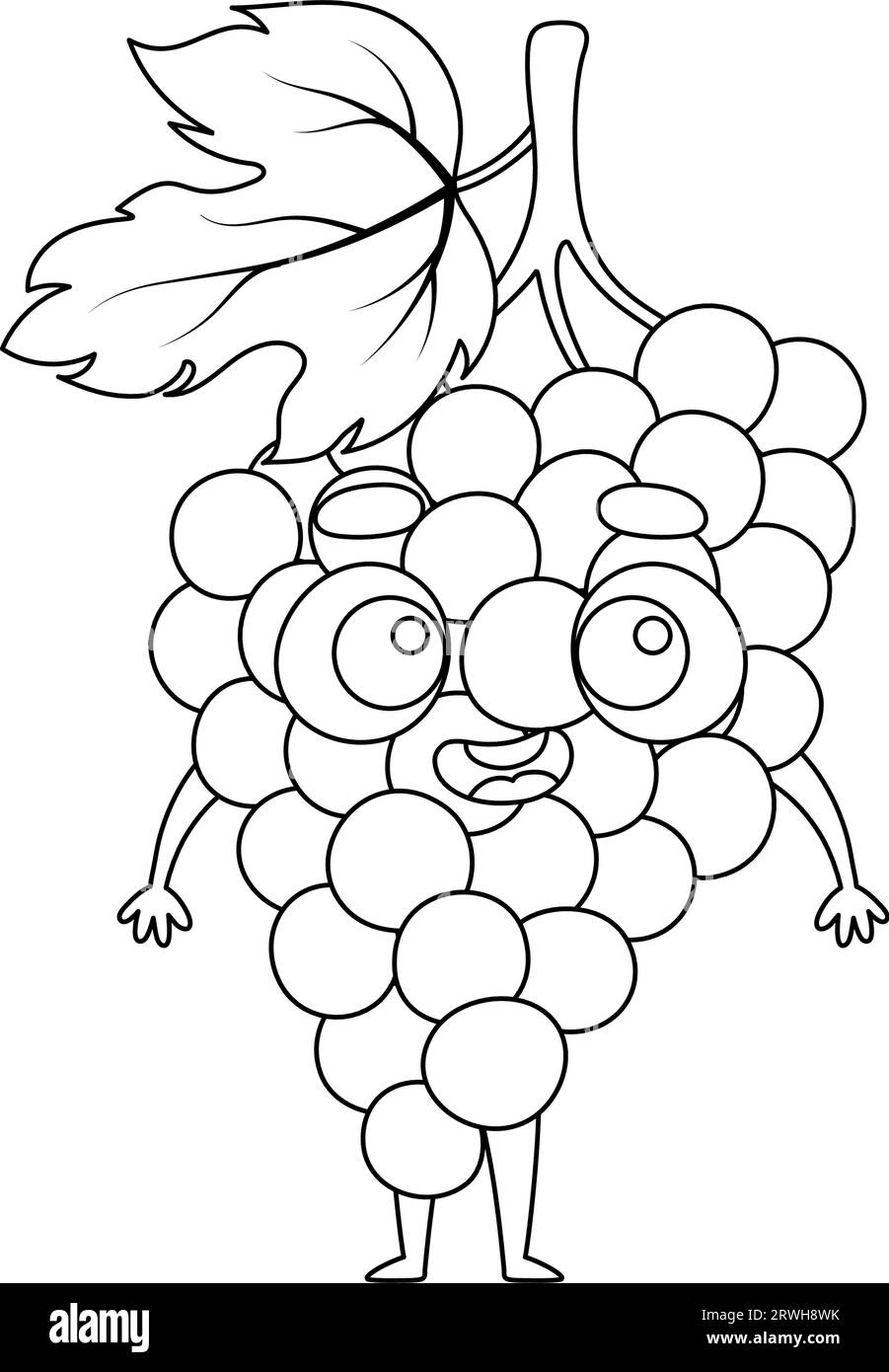 Coloring page funny grape. Coloring book for kids. Educational activity ...