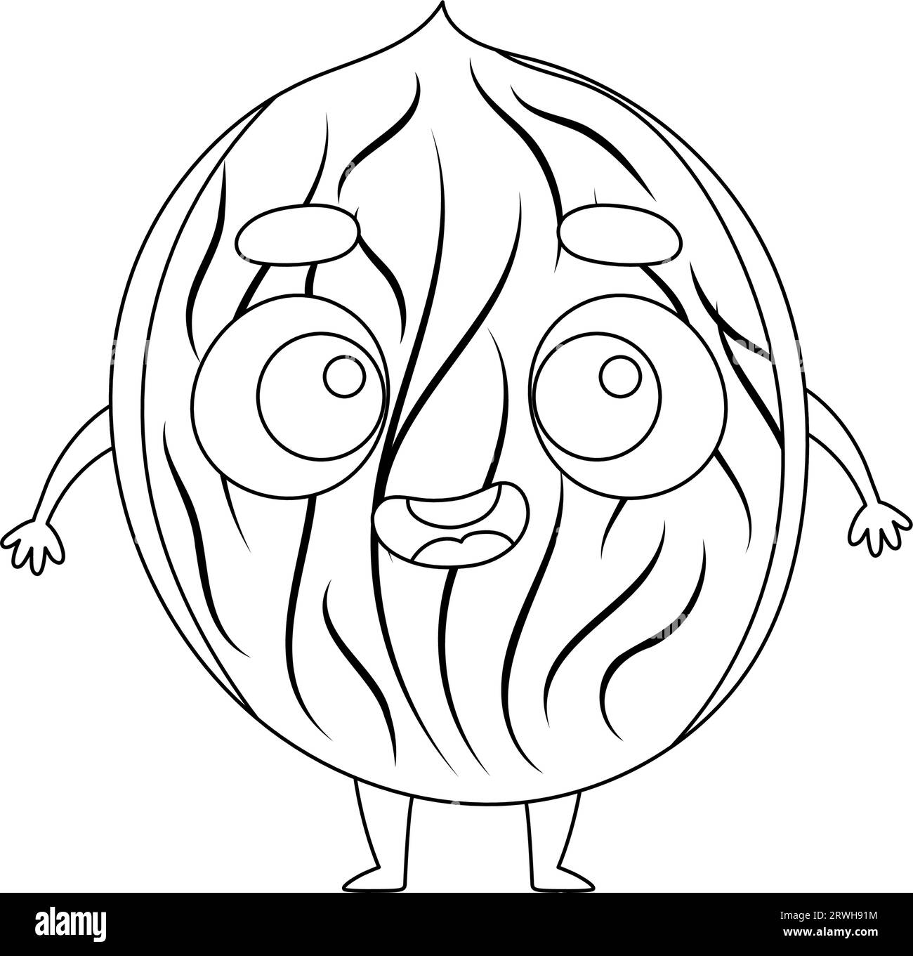 Coloring page funny walnut. Coloring book for kids. Educational ...
