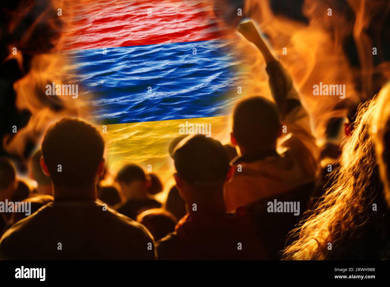 Protest Armenia. Conflict war between Armenia and Azerbaijan over ...