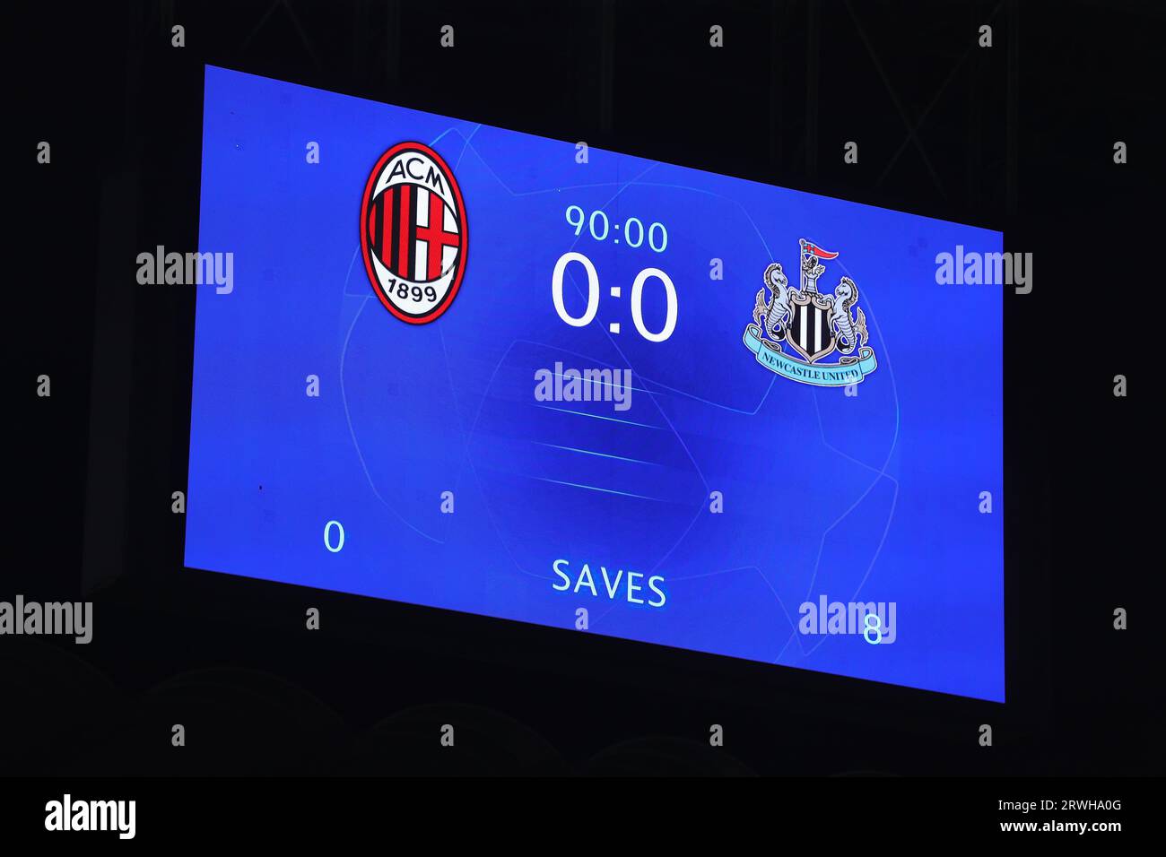 Milan, Italy. 19th Sep, 2023. The final score is shown on the stadium ...