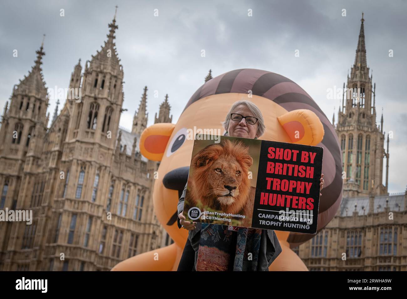 Ban Hunting Trophy Imports Bill protest in Old Palace Yard, Westminster ...