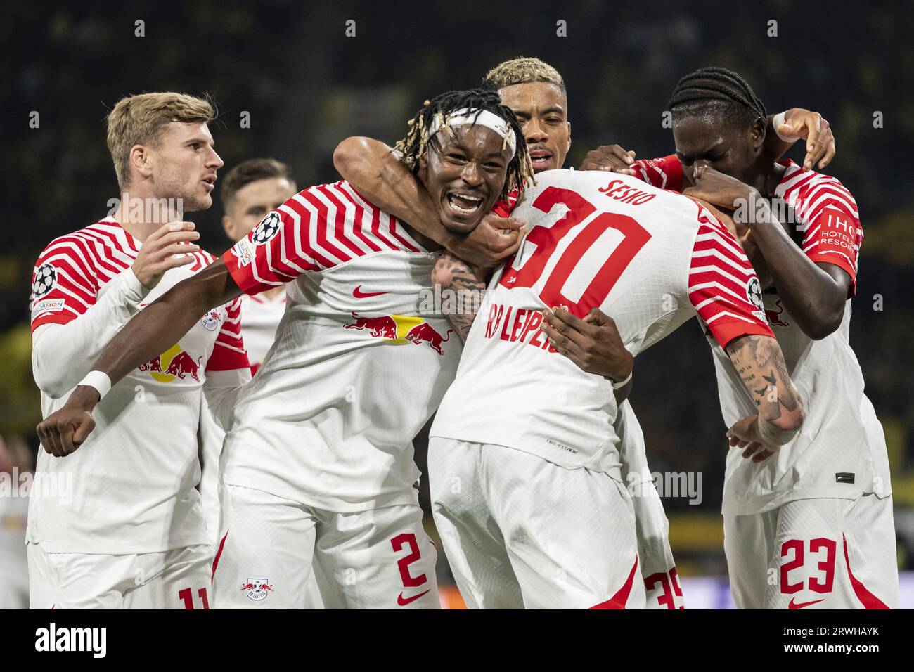 RB Leipzig's Timo Werner, Mohamed Simakan, Benjamin Henrichs, Benjamin Sesko and Castello Lukeba ...