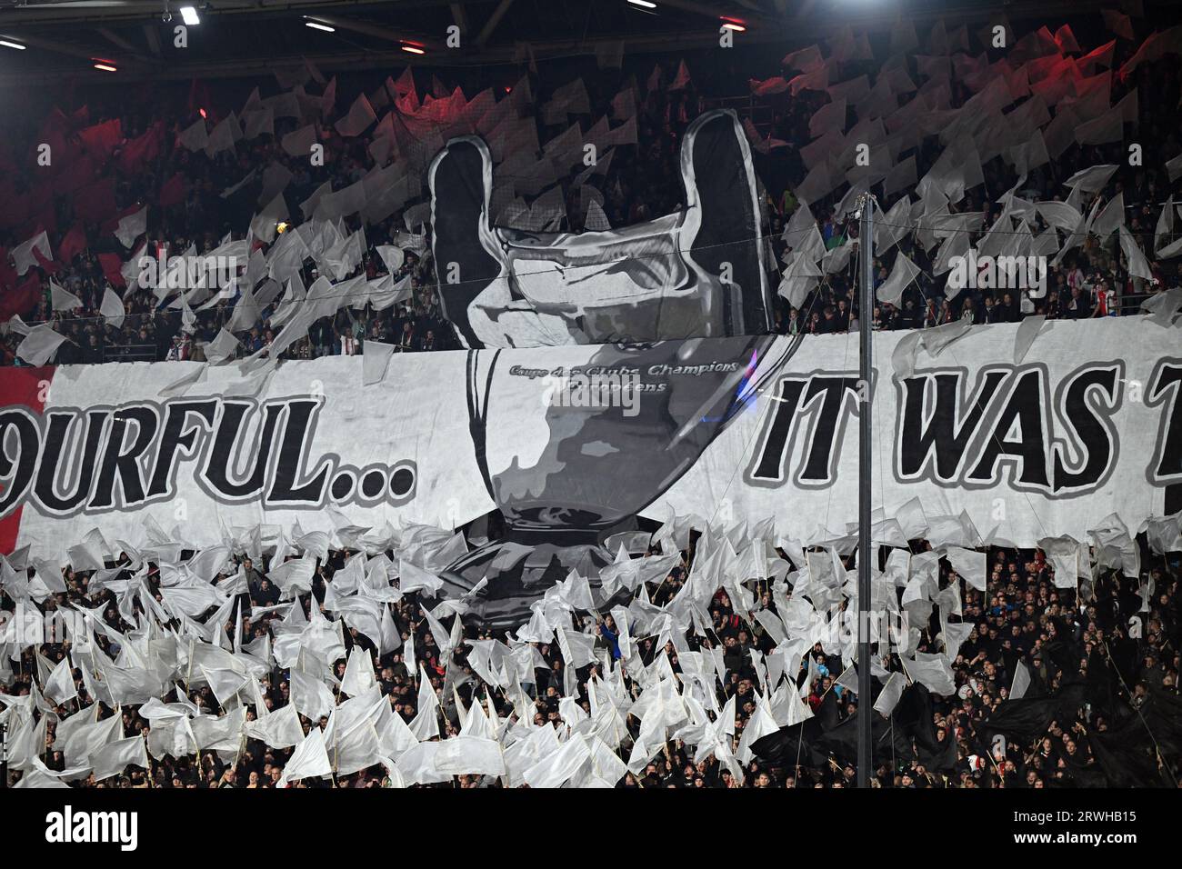 ROTTERDAM - Banner during the UEFA Champions League match between ...