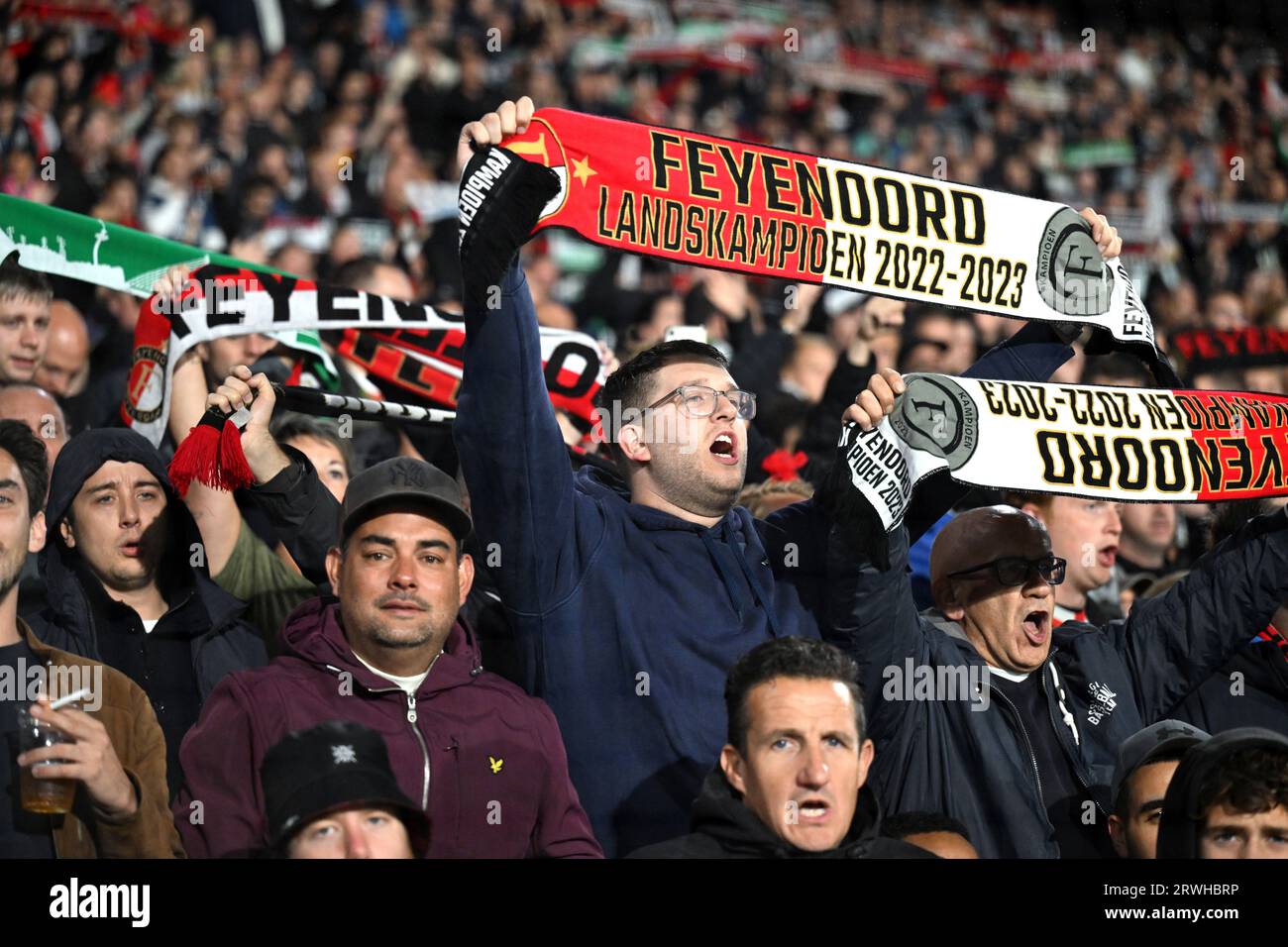 ROTTERDAM - Feyenoord supporters during the UEFA Champions League match ...