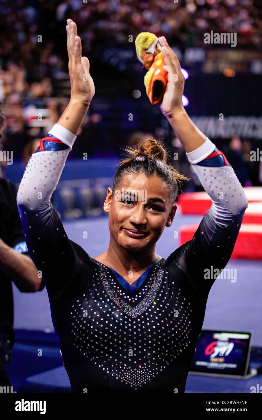 French gymnast Marine Boyer seen during the Finals of the international ...