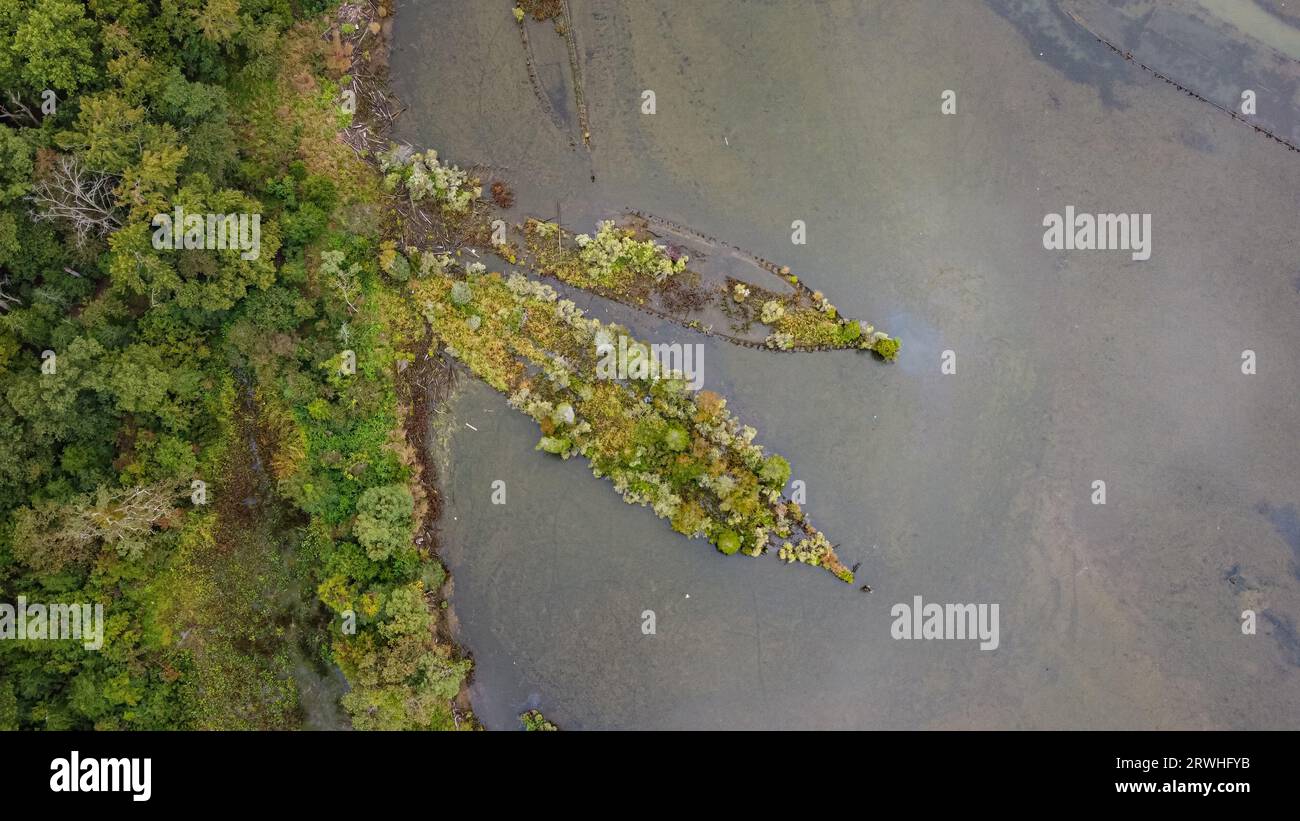 Aerial of sunken boats in Mallows Bay, MD Stock Photo - Alamy