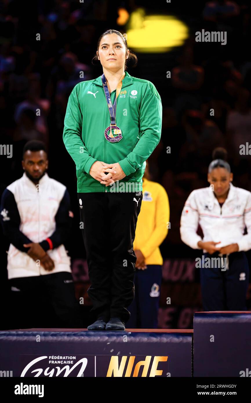 Australian gymnast Georgia Godwin seen receiving the silver medal ...