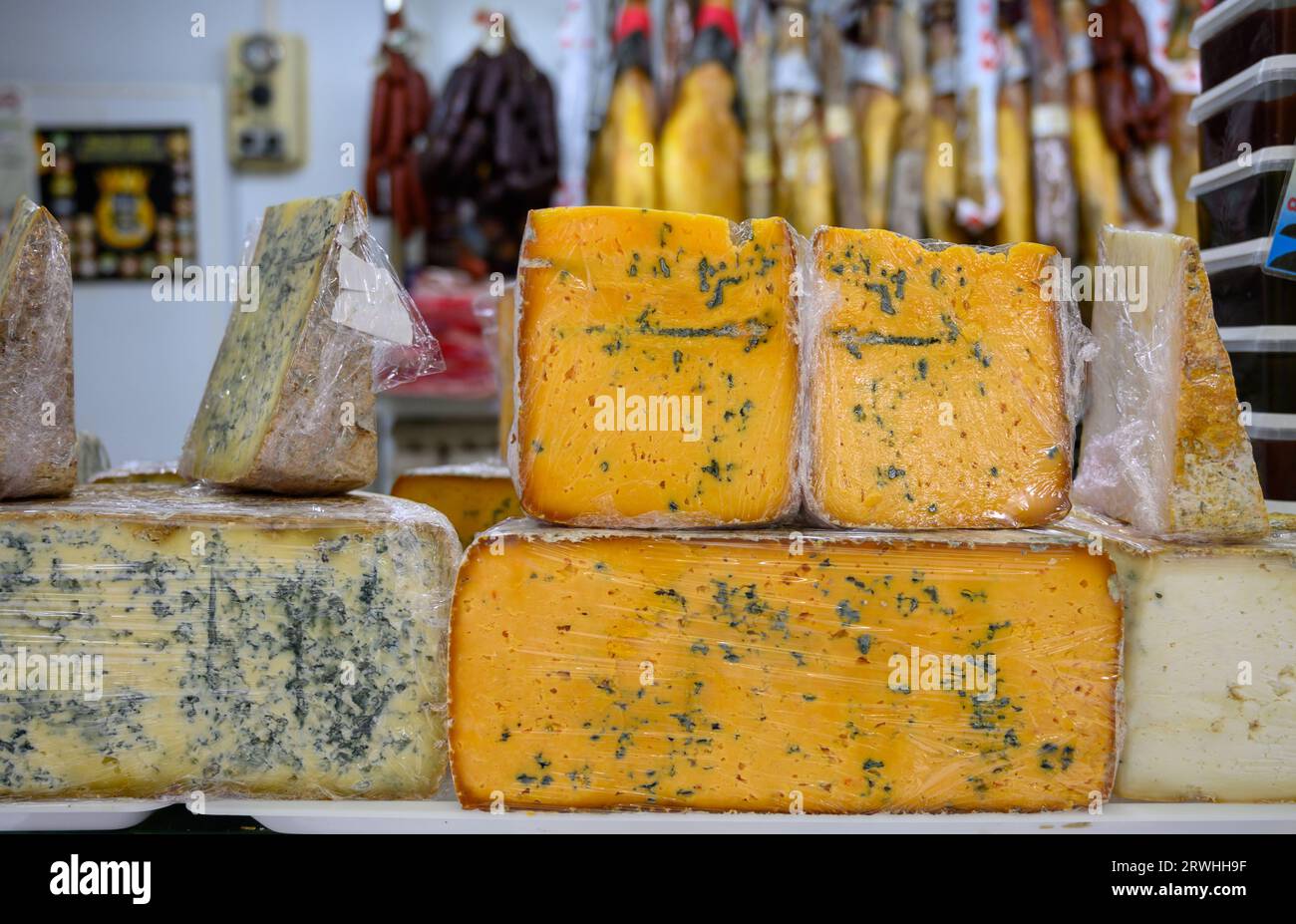 Different Asturian cheeses made from cow, goat and sheep melk on ...