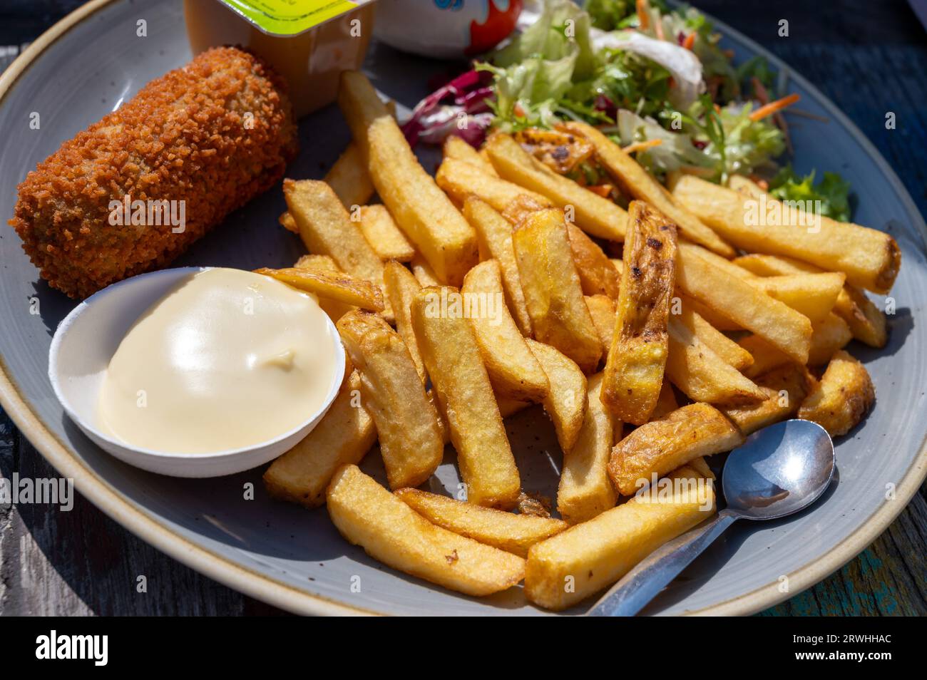 Dutch fast food, deep fried croquettes filled with ground beef meat and ...