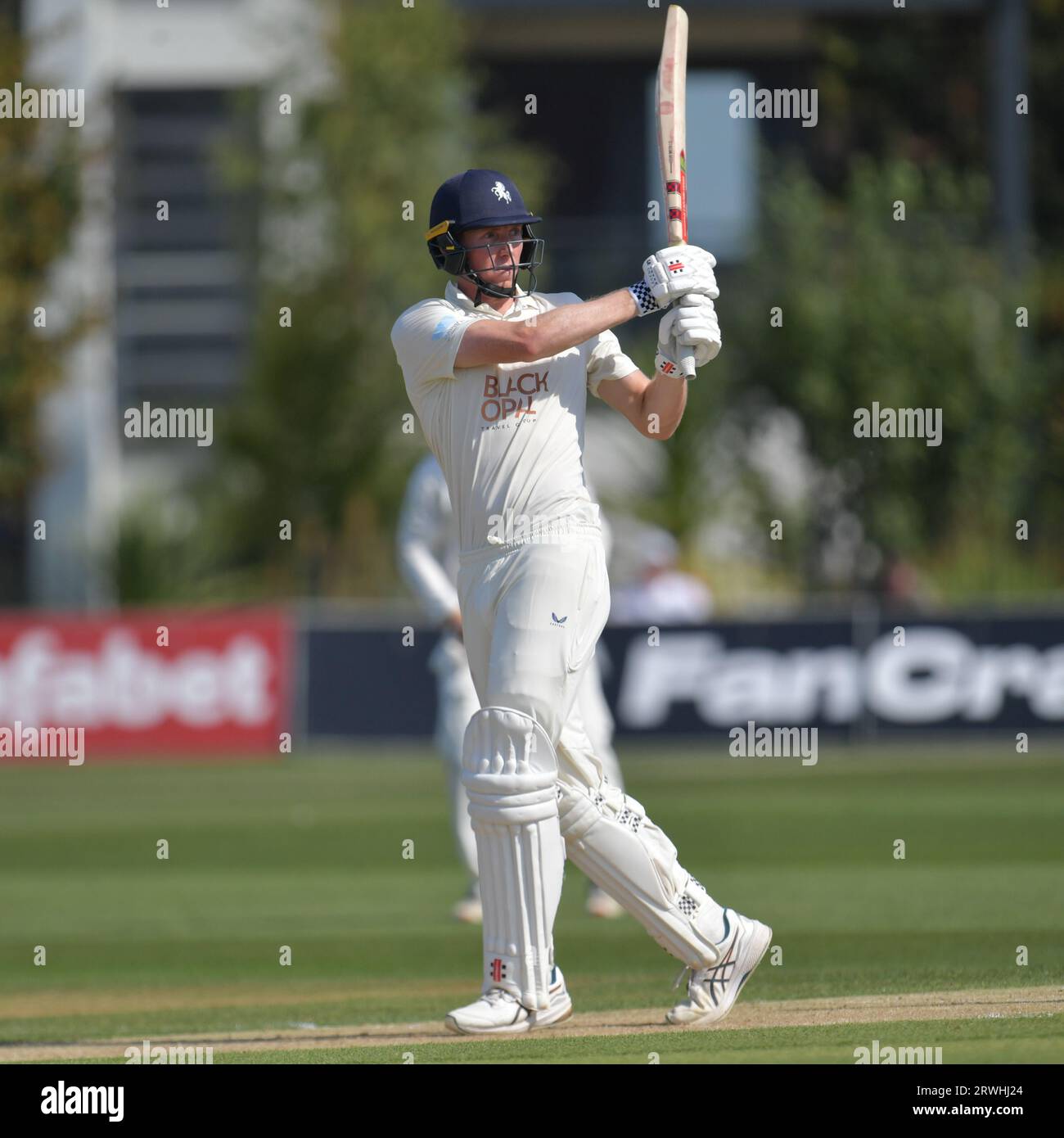Canterbury, England. 10 Sep 2023. Zak Crawley of Kent and England bats ...