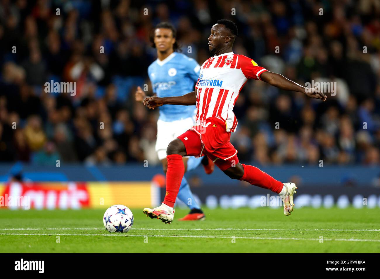 Red Star Belgrade's Osman Bukari scores their side's first goal of the ...