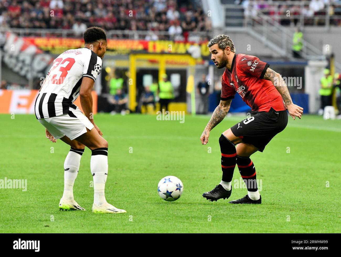 Milano, Italy. 19th Sep, 2023. Theo Hernandez (19) of AC Milan seen ...
