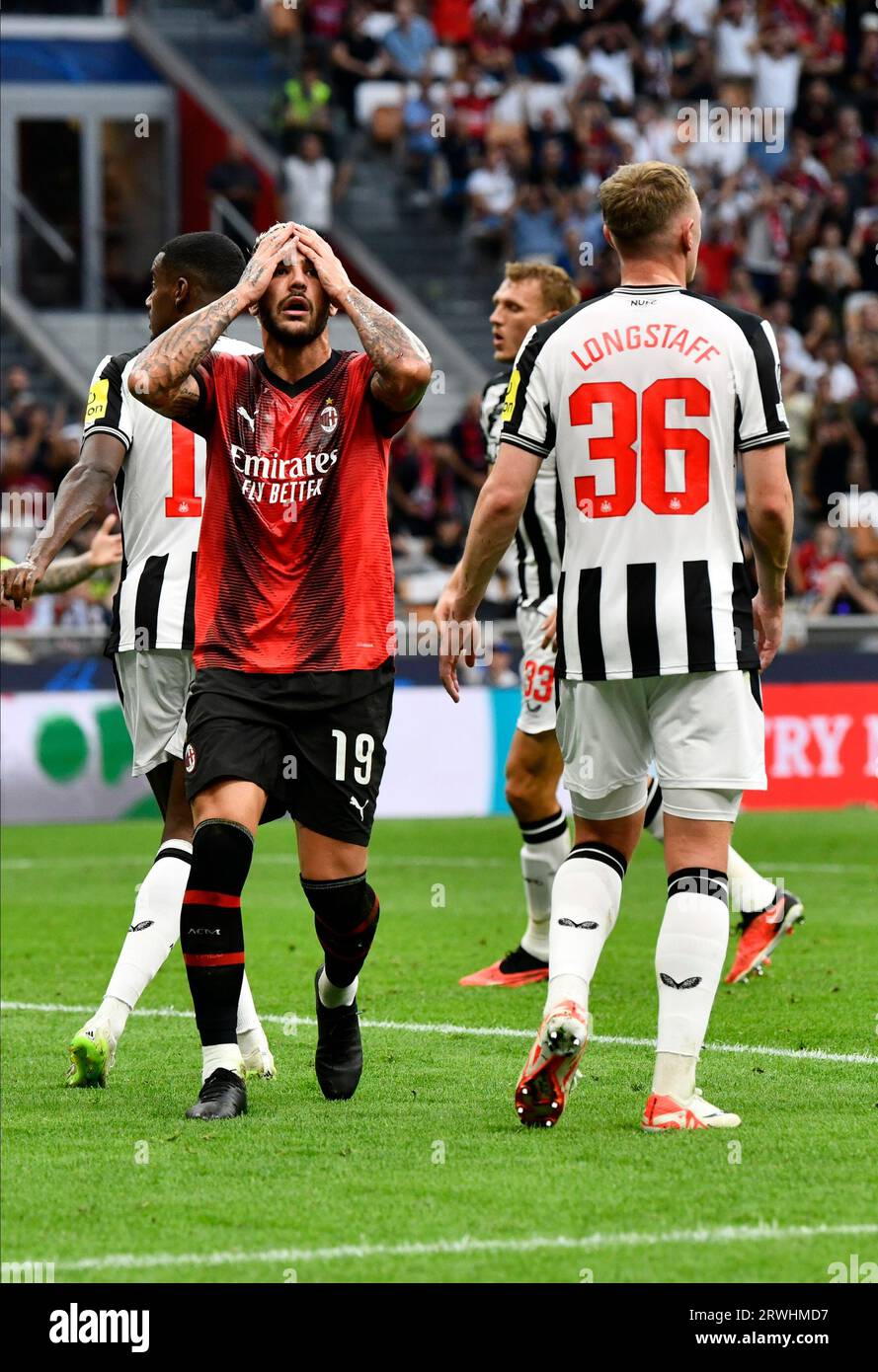 Milano, Italy. 19th Sep, 2023. Theo Hernandez (19) of AC Milan seen ...