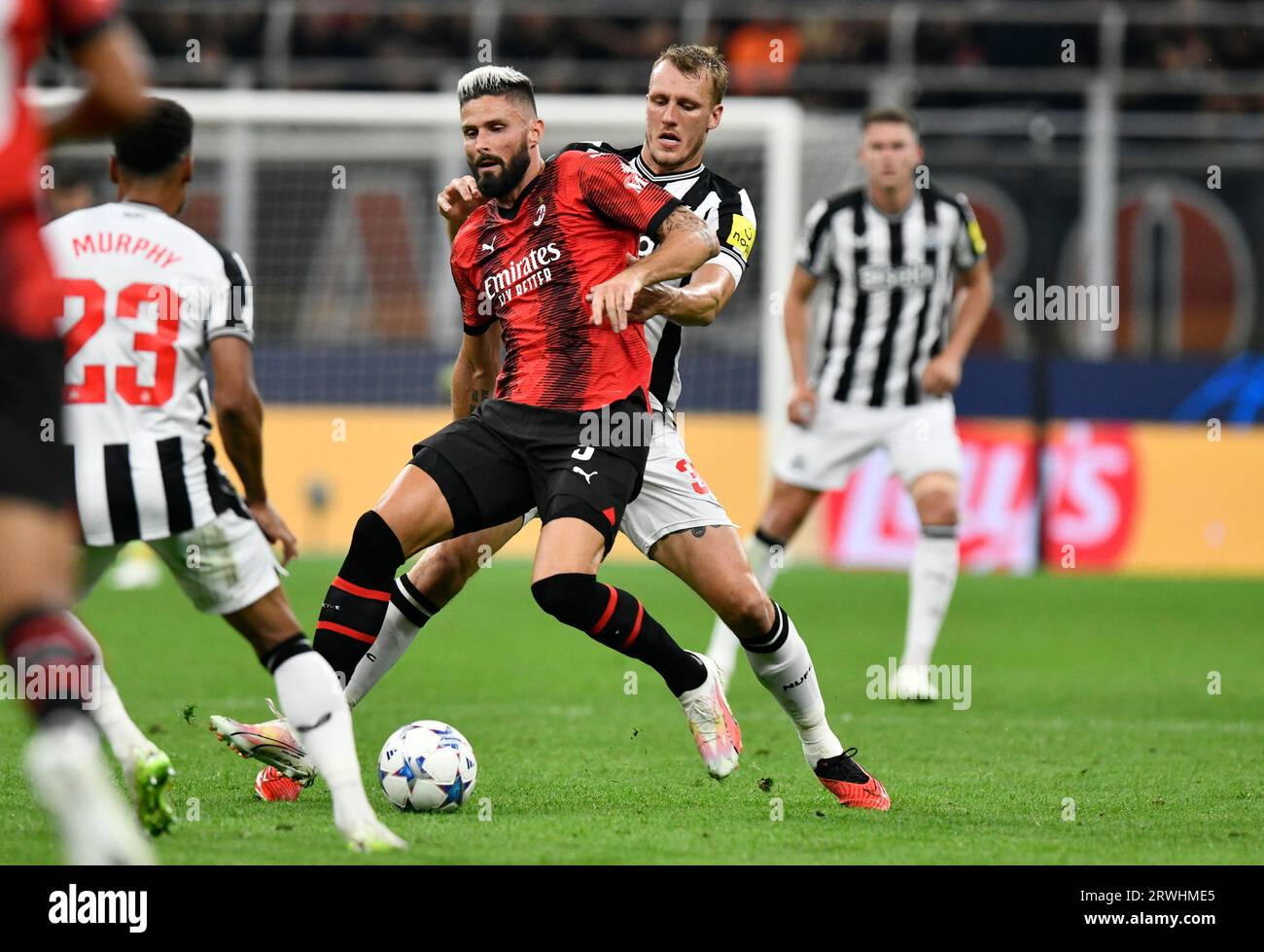Milano, Italy. 19th Sep, 2023. Olivier Giroud (9) of AC Milan and Dan ...