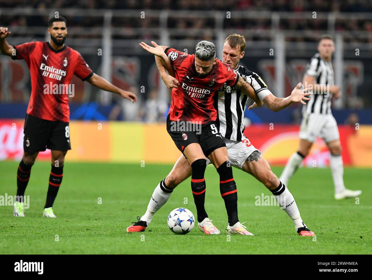 Milano, Italy. 19th Sep, 2023. Olivier Giroud (9) of AC Milan and Dan ...