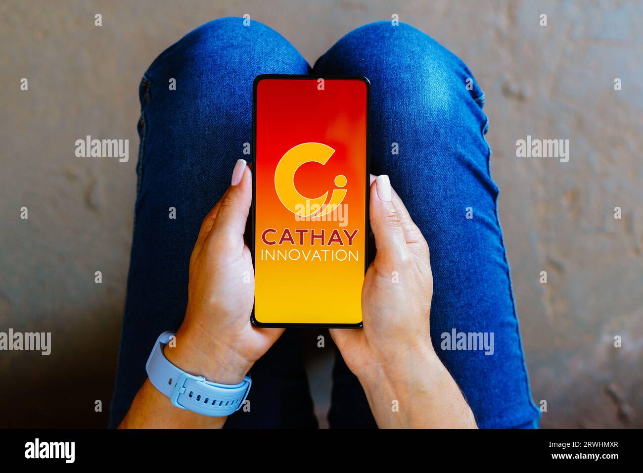 In this photo illustration, the Cathay Innovation logo is displayed on ...