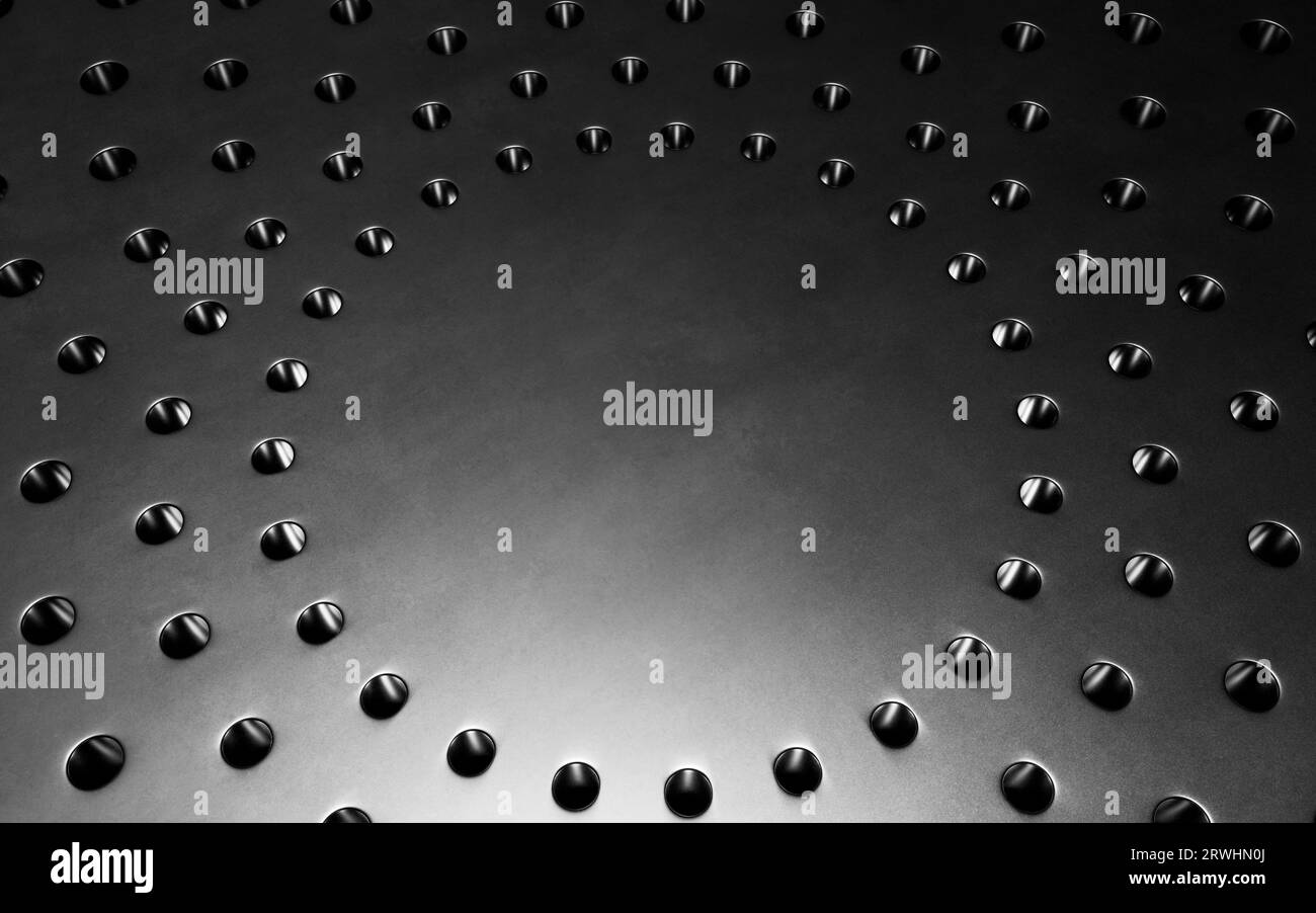 The surface of a metal disk with holes across the area of the disk but ...