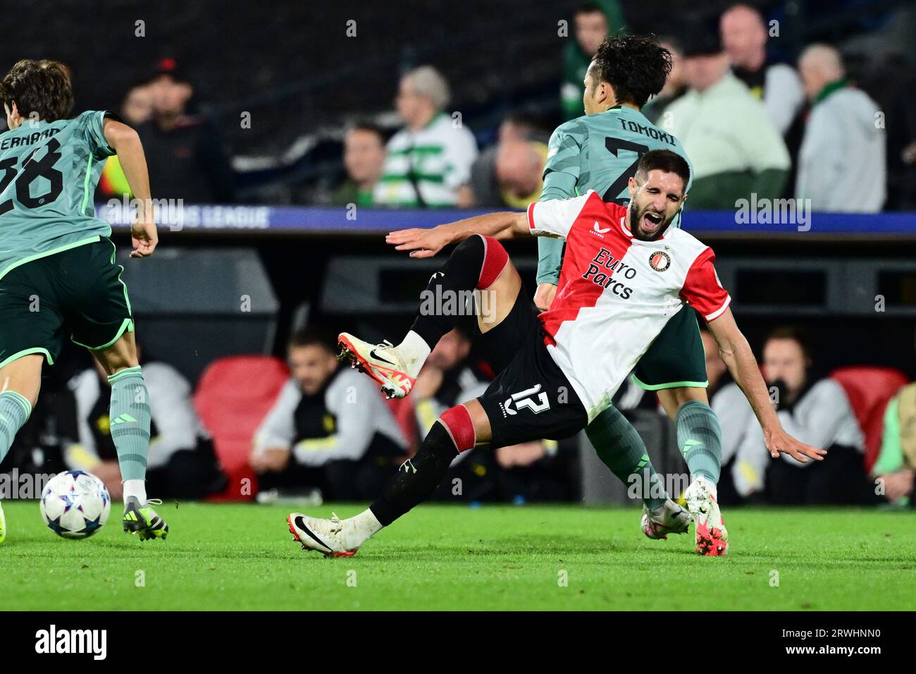 ROTTERDAM - Luka Ivanusec of Feyenoord is injured during the UEFA ...