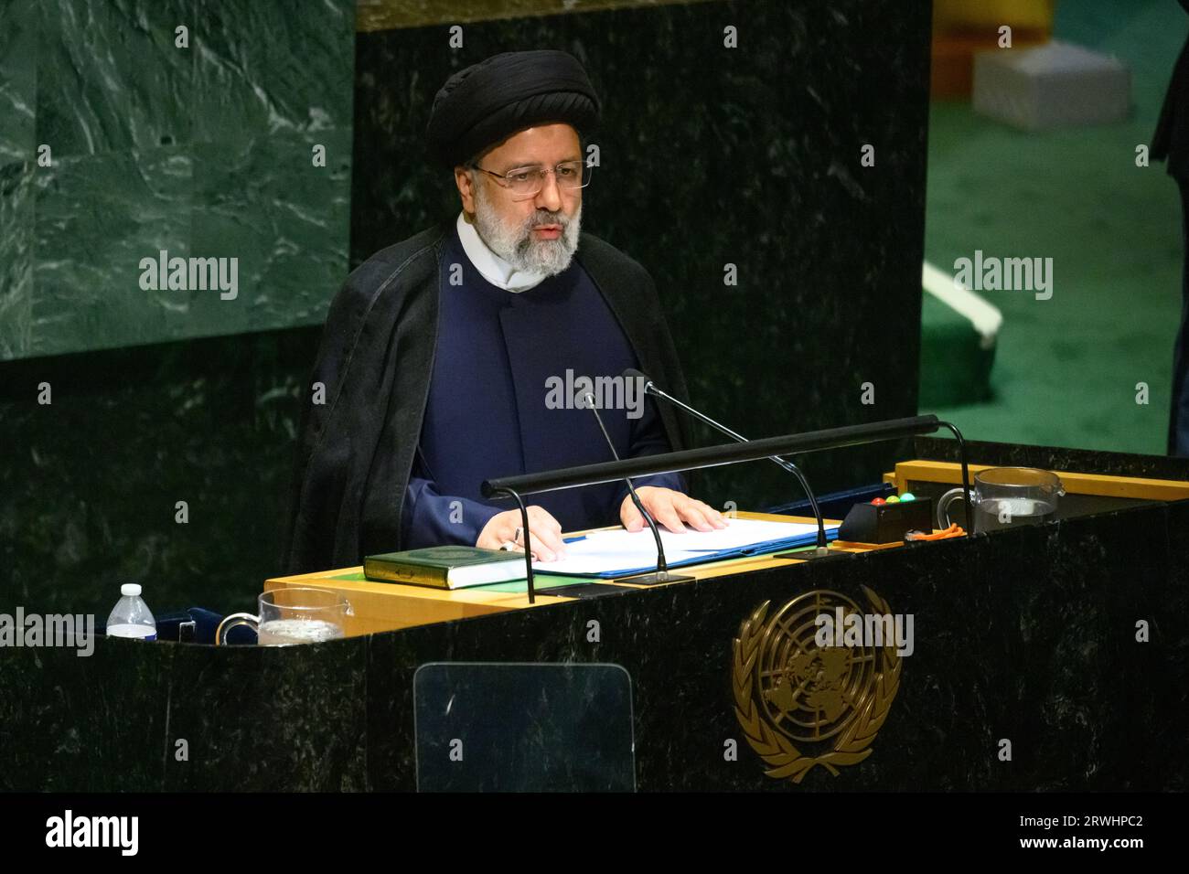 New York, USA. 19th Sep, 2023. Iran President Seyyed Ebrahim Raisi ...