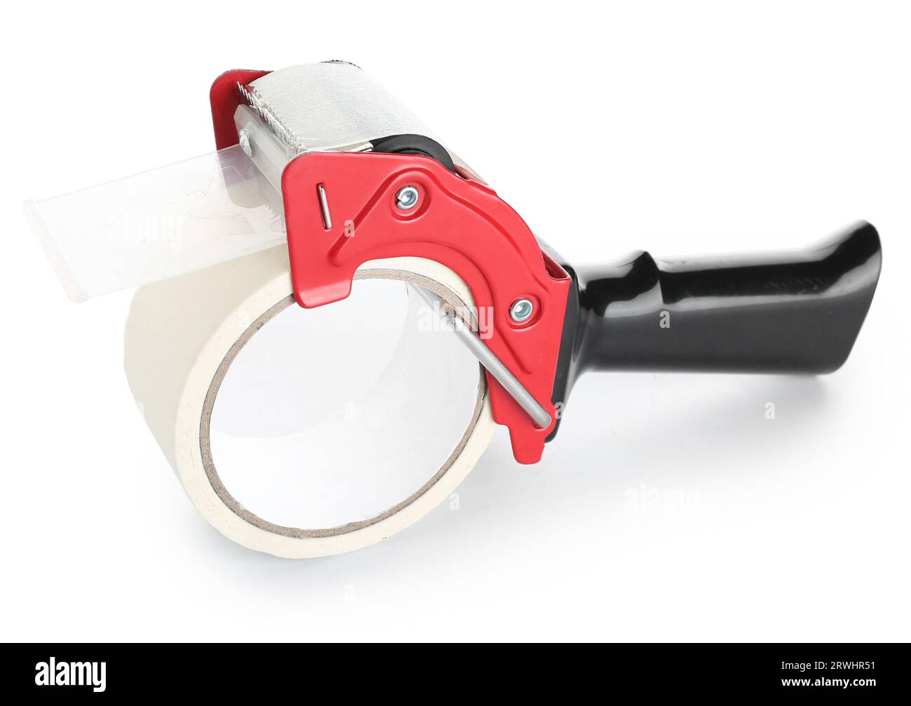 Packing tape dispenser isolated on white background Stock Photo - Alamy