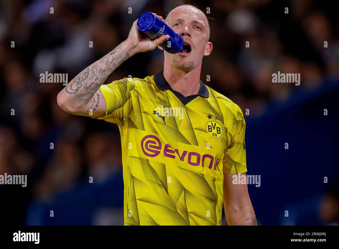 PARIS, FRANCE - SEPTEMBER 19: Marius Wolf (Borussia Dortmund) looks on ...