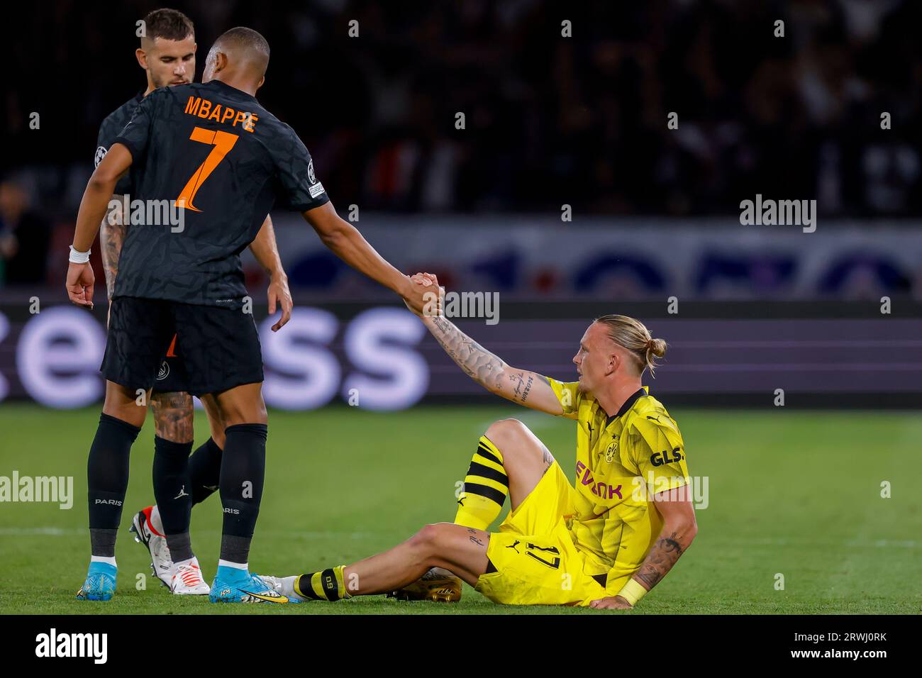 PARIS, FRANCE - SEPTEMBER 19: Kylian Mbappe (Paris Saint-Germain) and ...