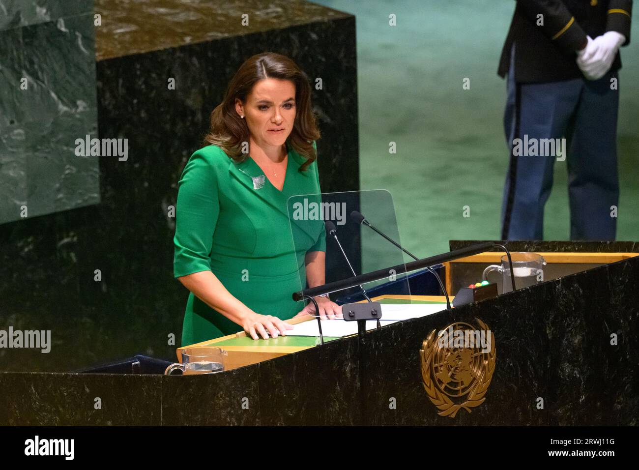 New York, USA. 19th Sep, 2023. Hungarian President Katalin Novák ...