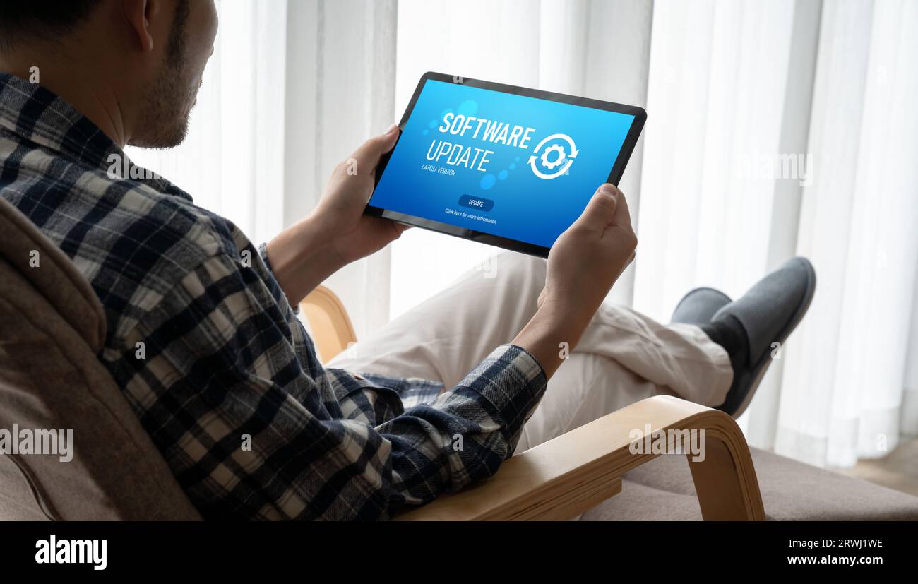 Software update on computer for modish version of device software ...
