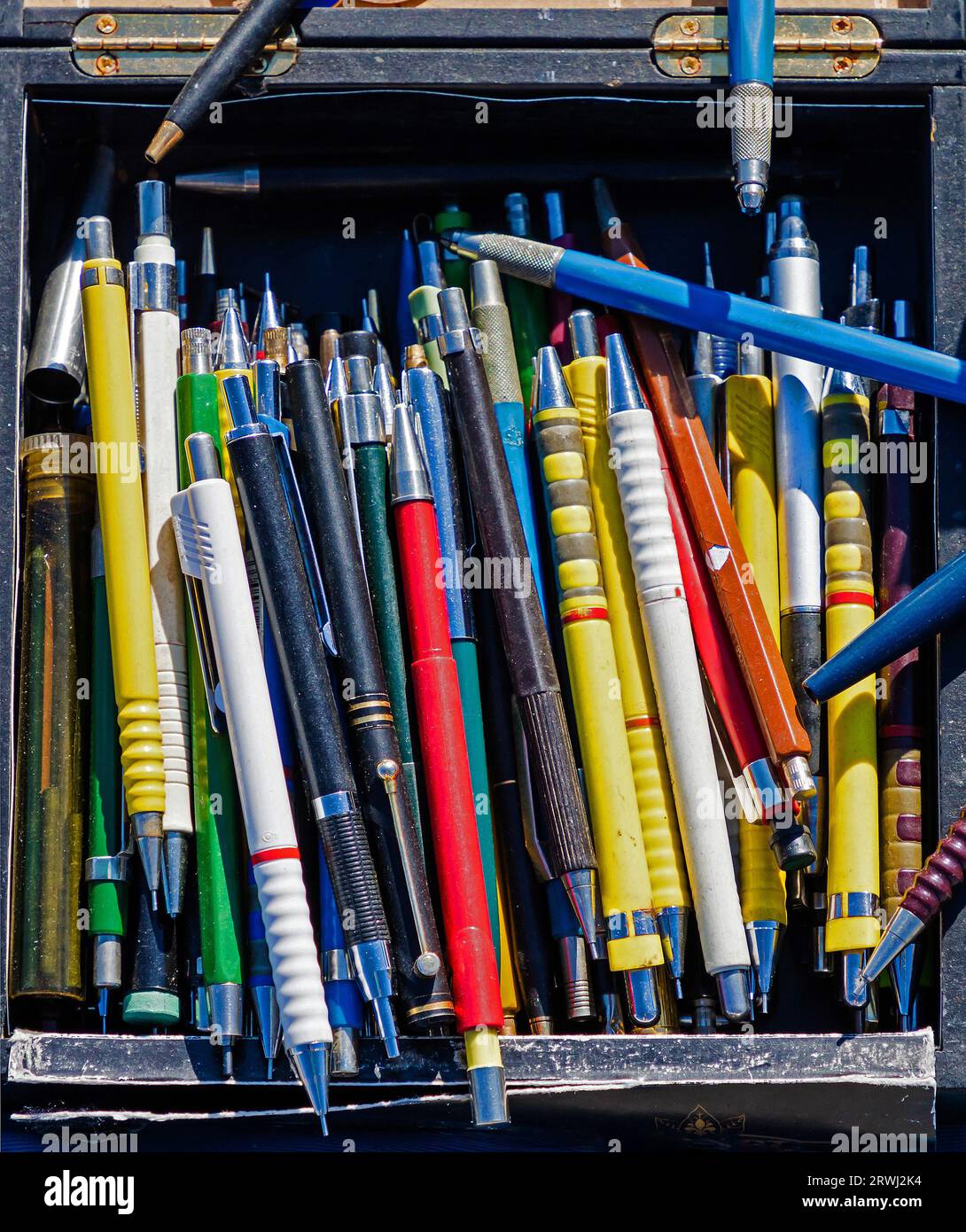 Pile of mechanical pencils inside box sold on a street market Stock ...