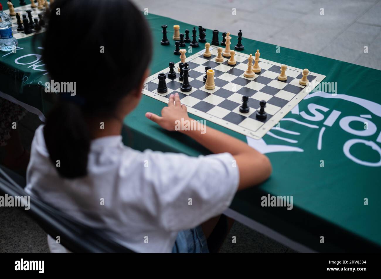 Kids playing chess during Sports Day multi-sports street event in Plaza ...