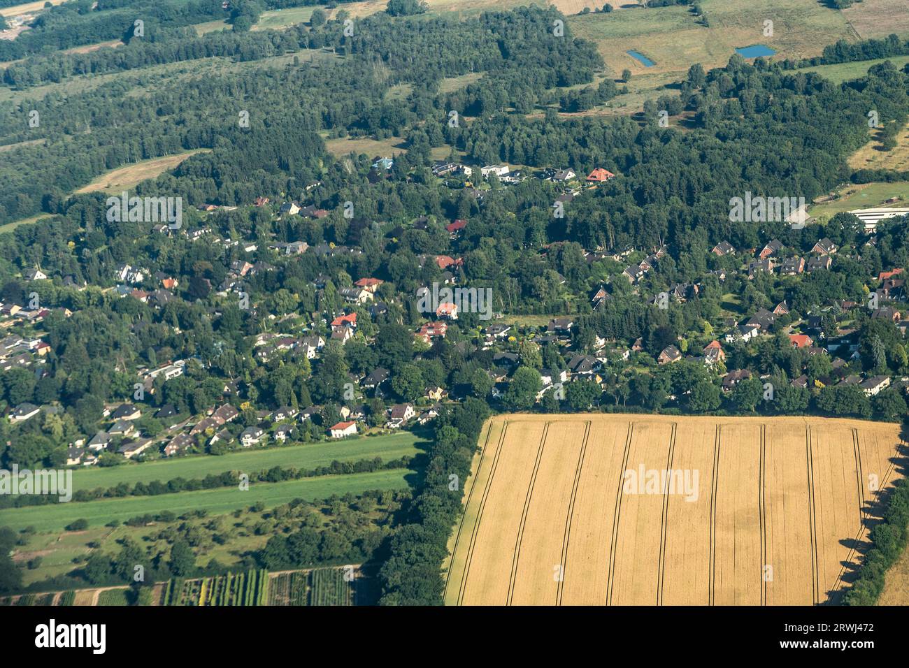 aerial view of Kelsterbach near Frankfurt international airport ...