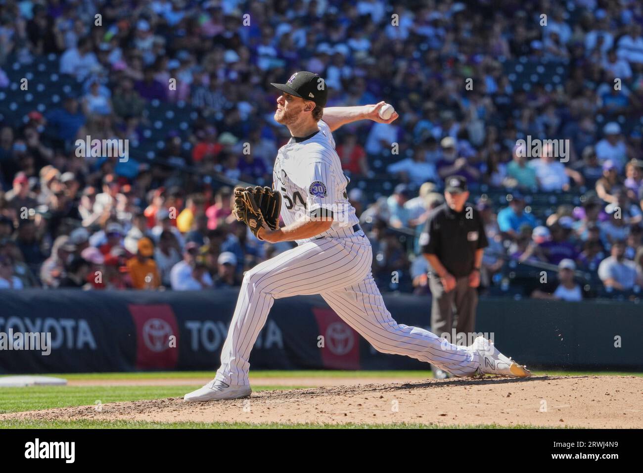 Denver CO, USA. 17th Sep, 2023. Colorado pitcher Matt Koch (54) throws ...