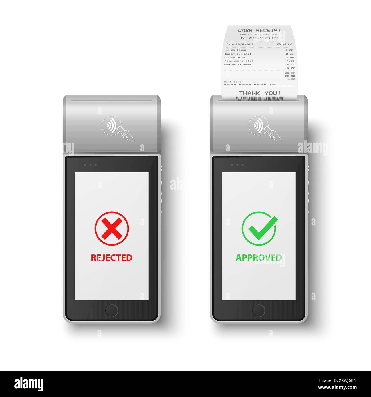 Vector 3d Grey NFC Payment Machine with Rejected and Approved Status ...
