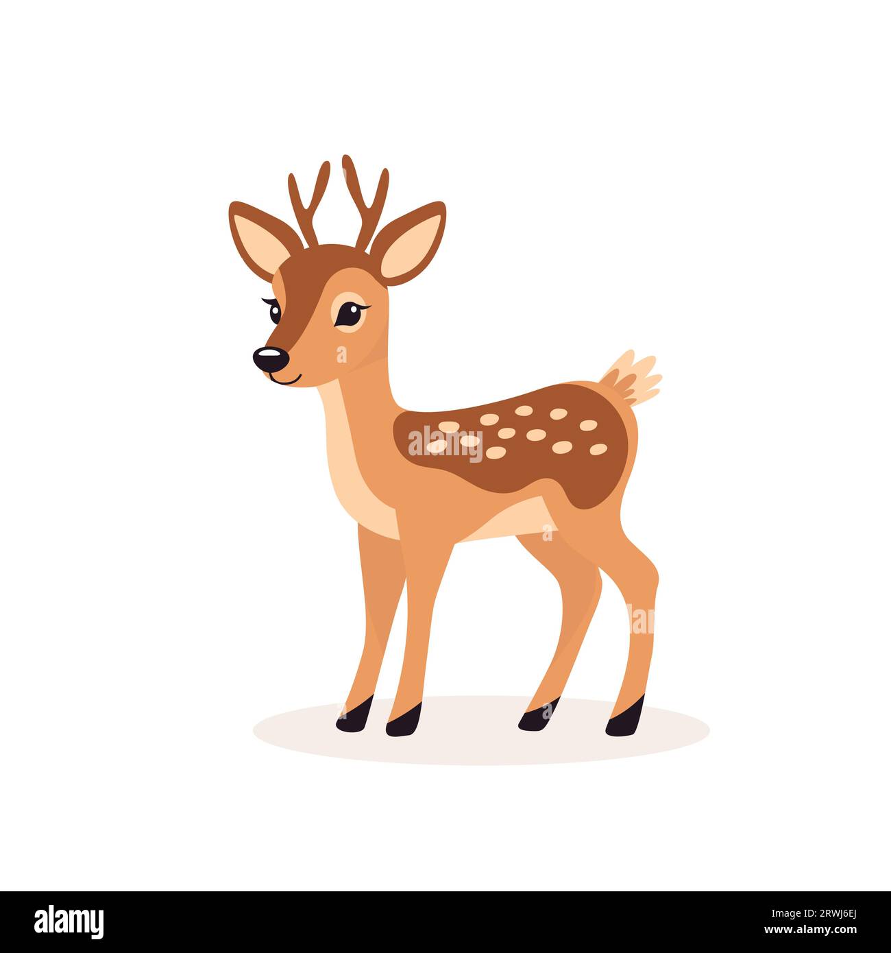 Flat Vector Cute Deer. Little Deer Icon. Adorable Walking Deer or ...