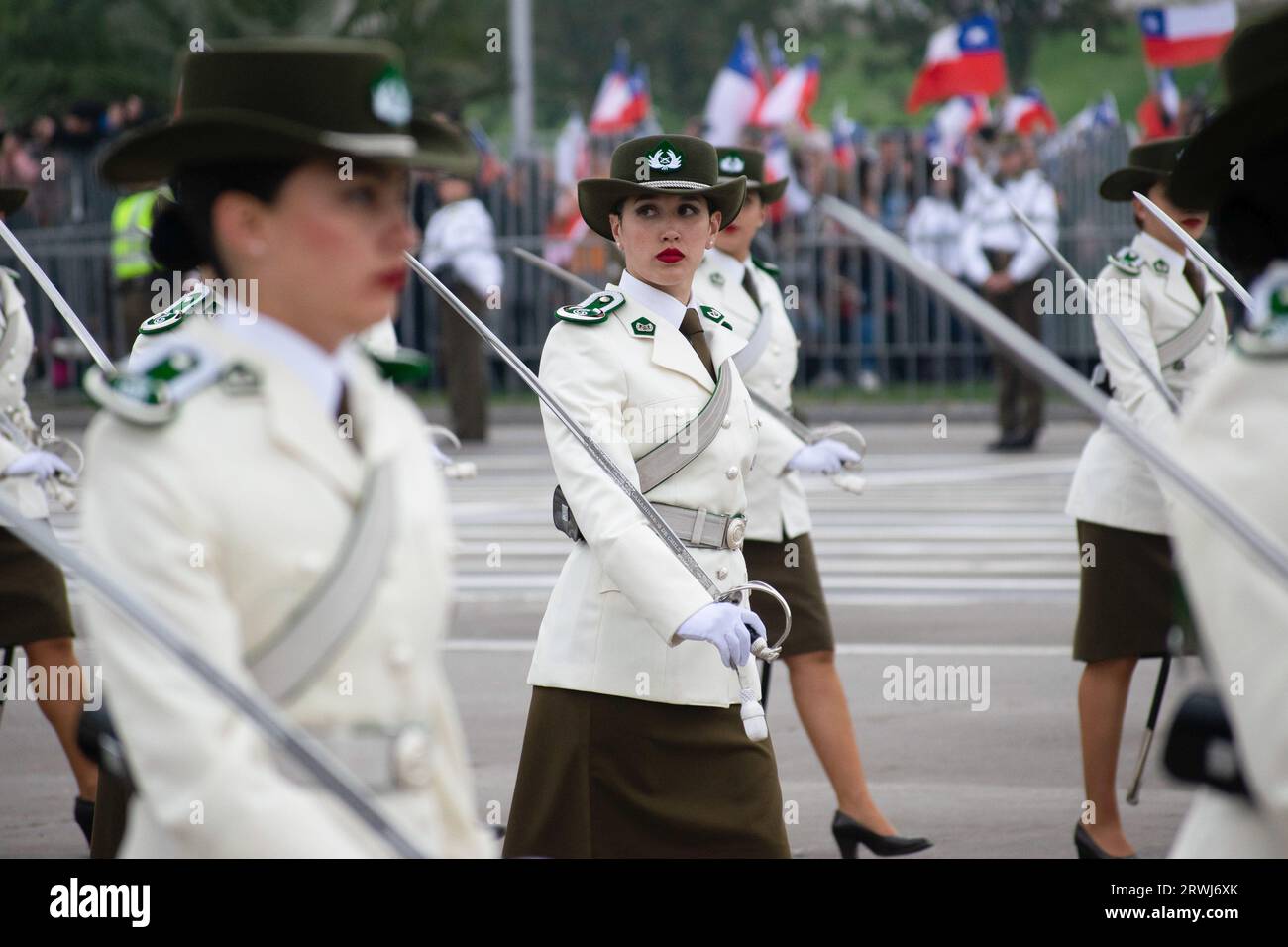 Santiago, Metropolitana, Chile. 19th Sep, 2023. Female police officers ...