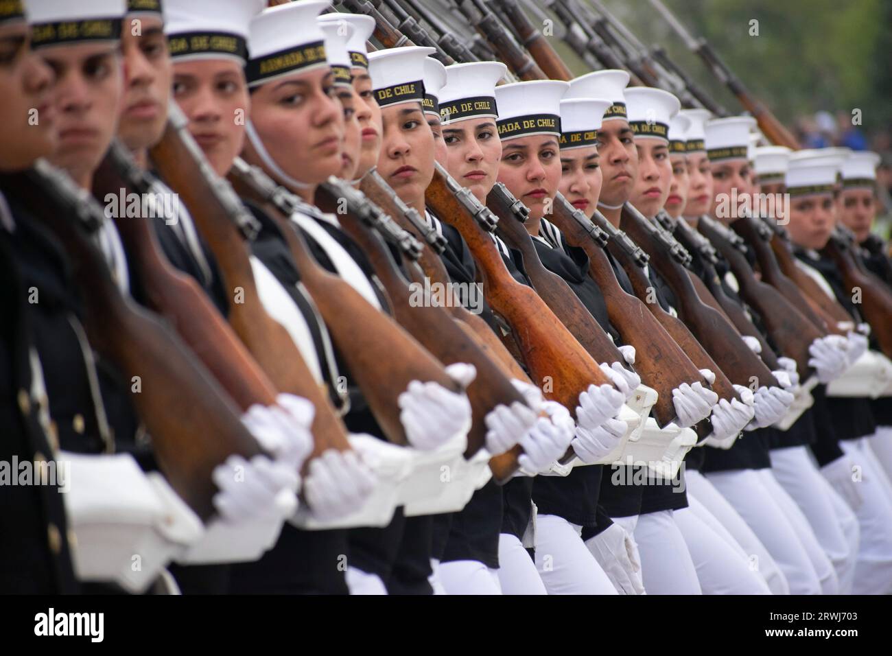 Santiago, Metropolitana, Chile. 19th Sep, 2023. Female Navy officers ...