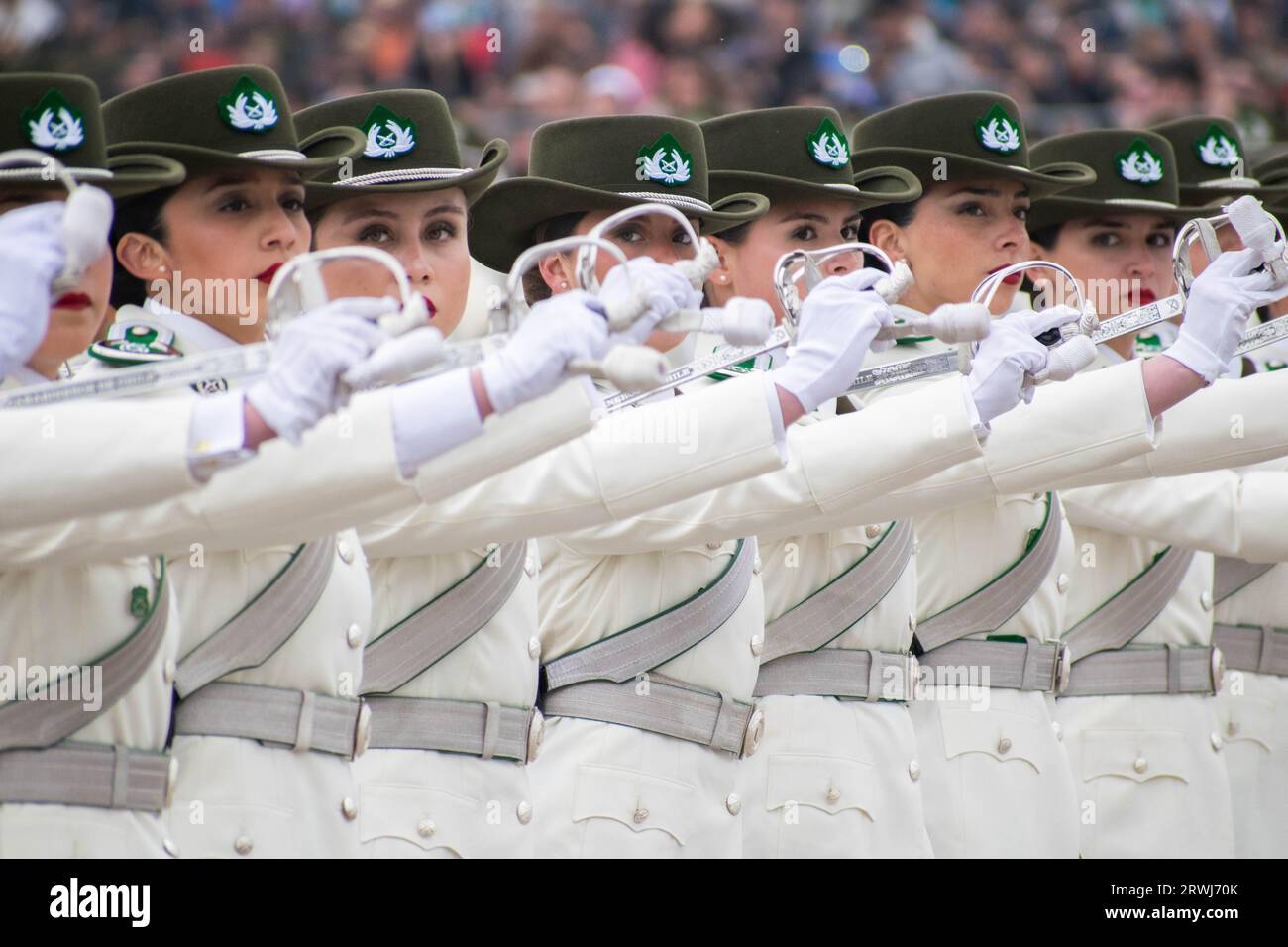 Santiago, Metropolitana, Chile. 19th Sep, 2023. Female police officers ...