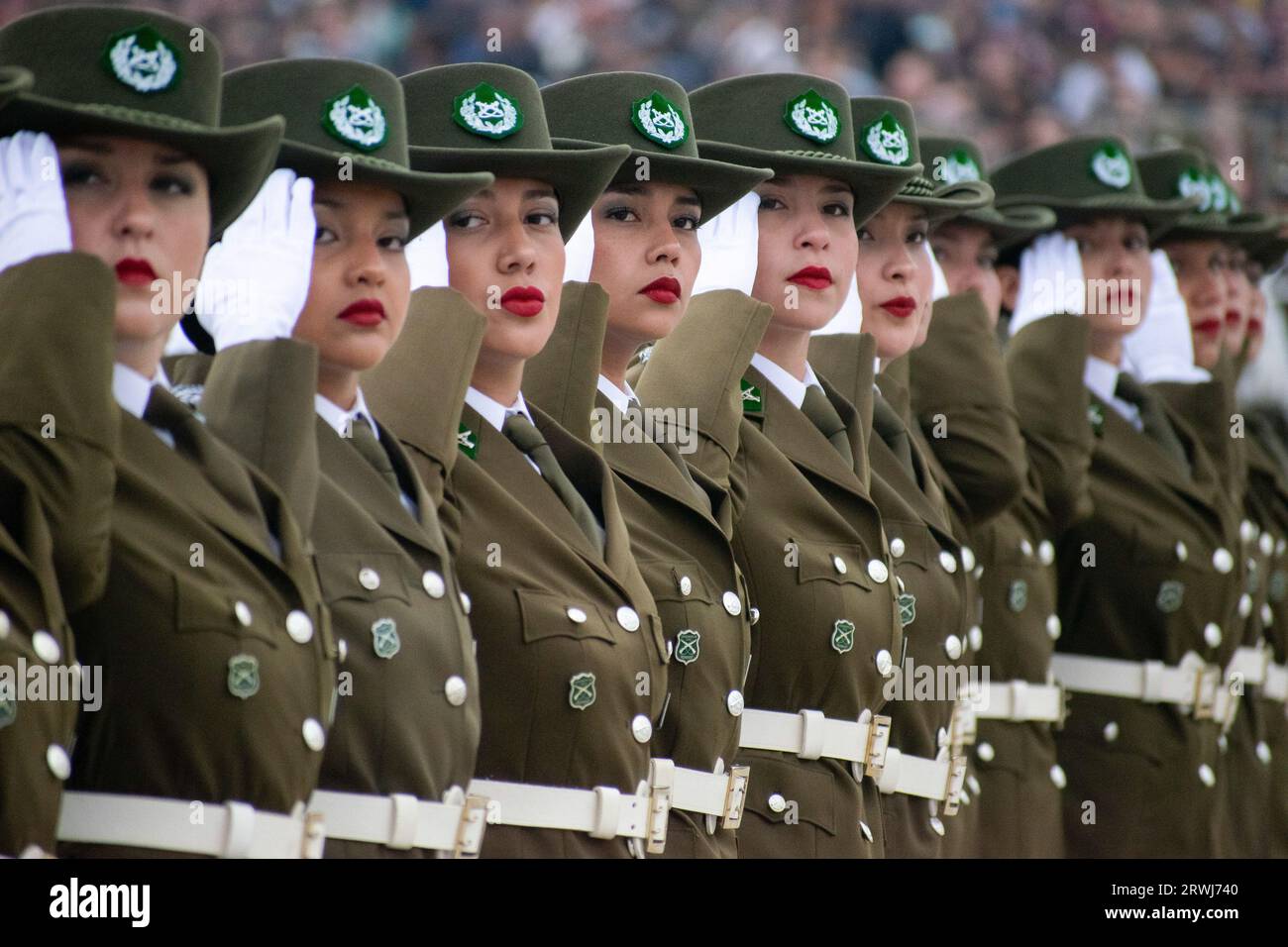 Santiago, Metropolitana, Chile. 19th Sep, 2023. Female police officers ...