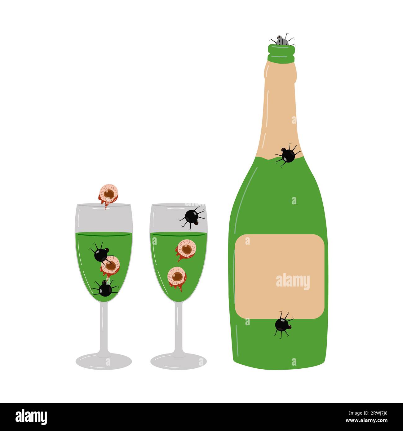 Scary Halloween dish. Zombie menu. Terrible food. Green drink with ...