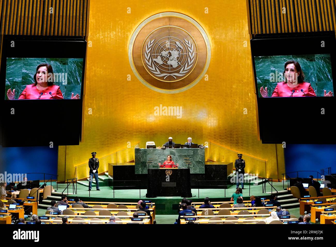 Dina Boluarte, President of Peru, addresses the 78th session of the ...