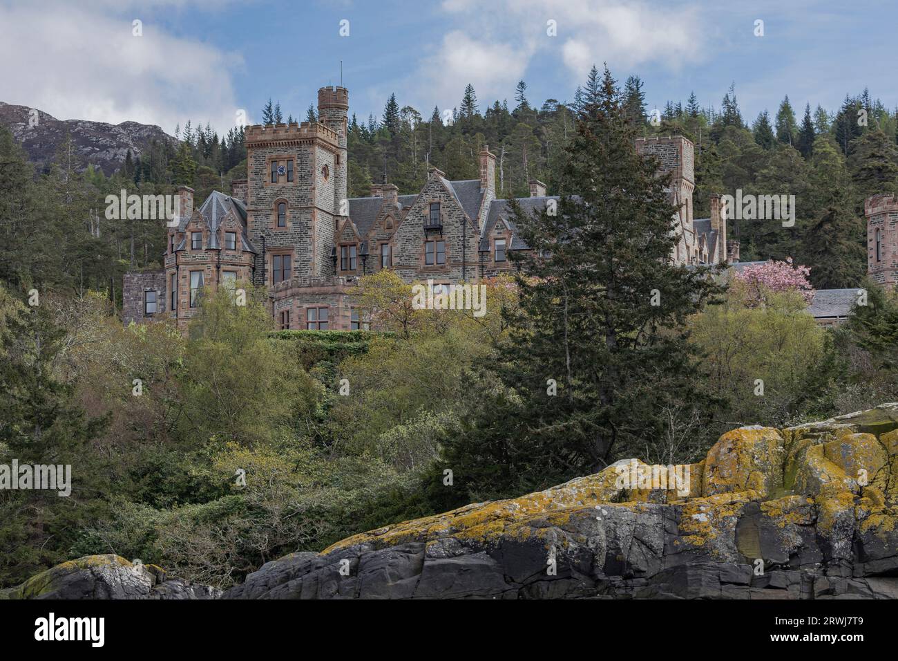 Loch Carron, Scotland, UK - May 1st 2023 - Renovated Scottish castle ...