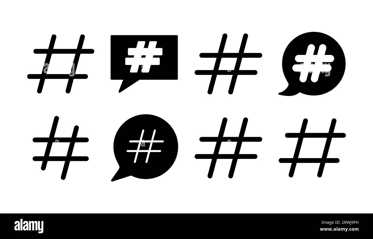 Hashtag trend topic icon Black and White Stock Photos & Images - Alamy