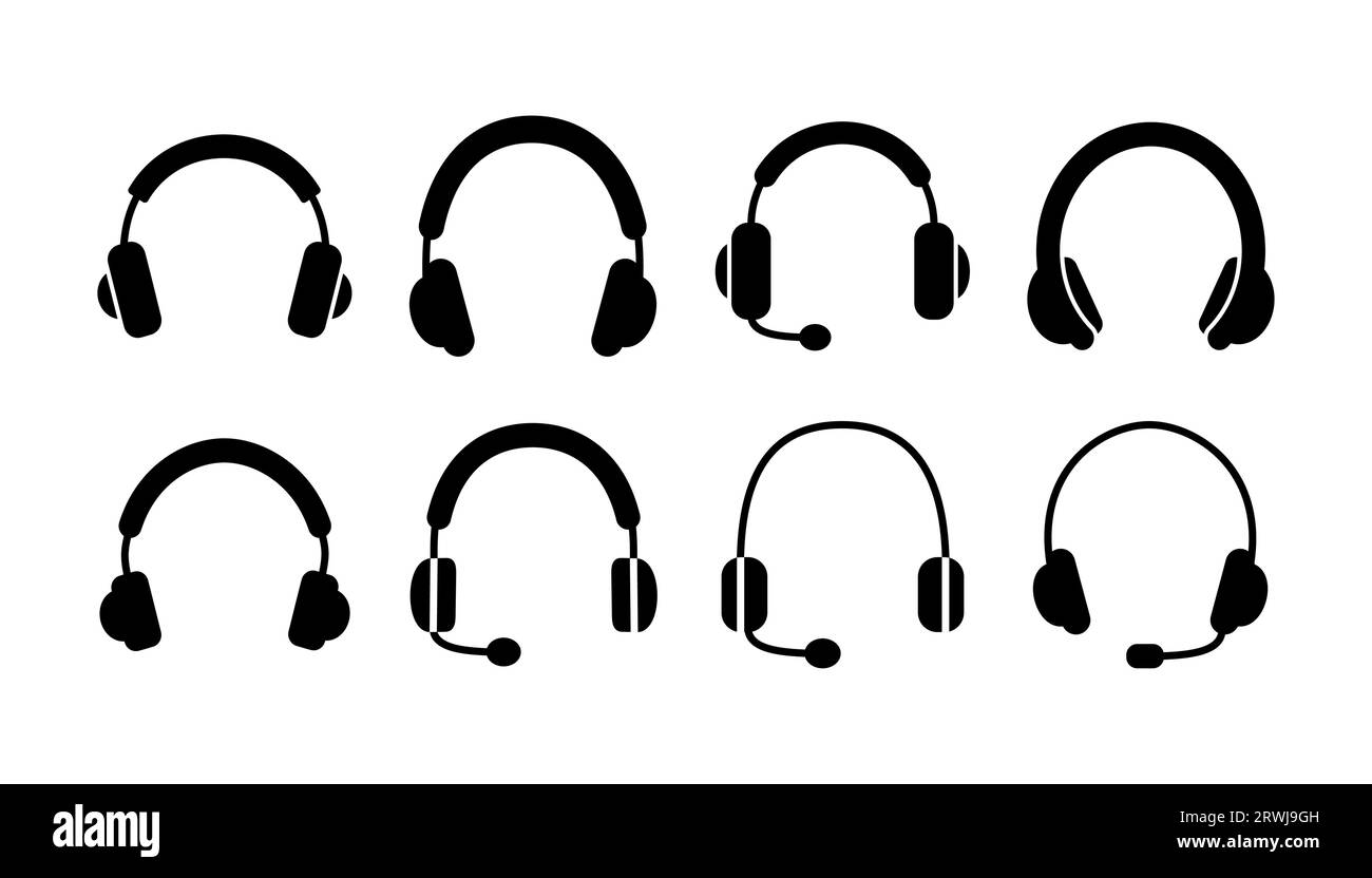 Headphone headphone logo headset icon Black and White Stock Photos ...