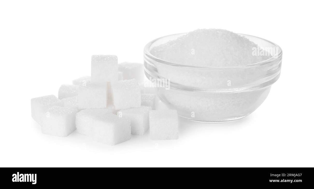 Different types of sugar isolated on white Stock Photo - Alamy